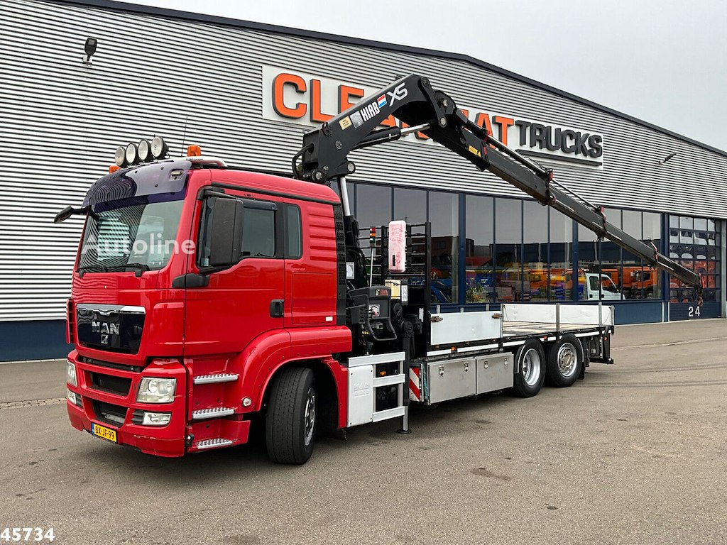 MAN TGS 26.440 6x2 Hiab 32 Tonmeter laadkraan kamion s ravnom platformom