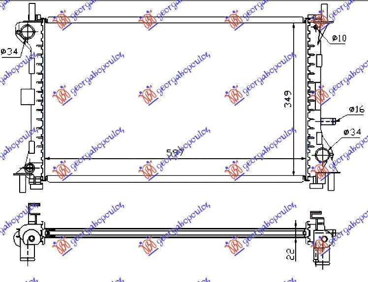 HLADNJAK MOTORA 1.4/1.6/1.8 (+/-AC) (60x35.8) (VALEO)