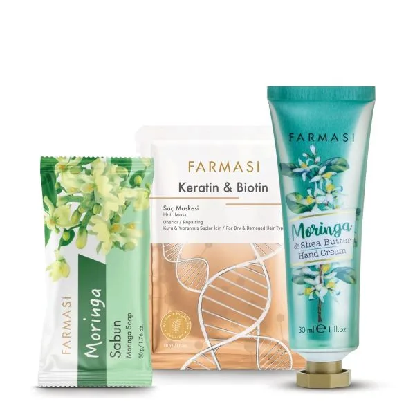 Set 3/1 Moringa Hand Cream,Moringa Soap,Ketatin Hair Mask
