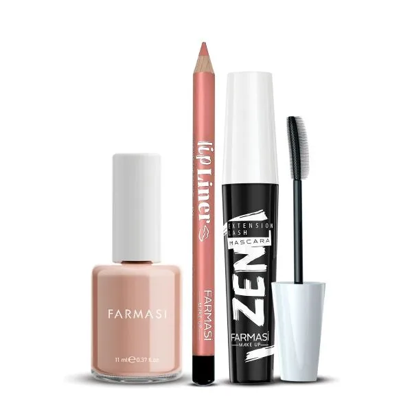 Set 3/1 Zen Mascara,Lip liner 203,Iconic Nail 04, Light Ruby