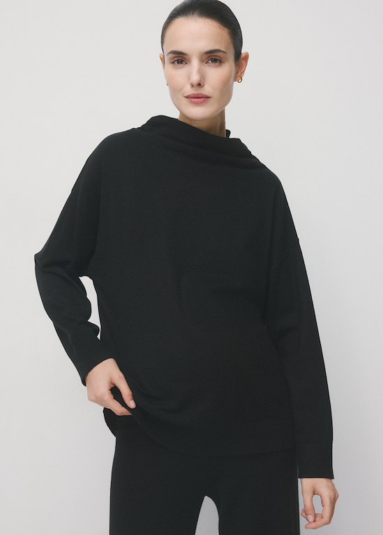 GATHERED PERKINS-NECK SWEATER