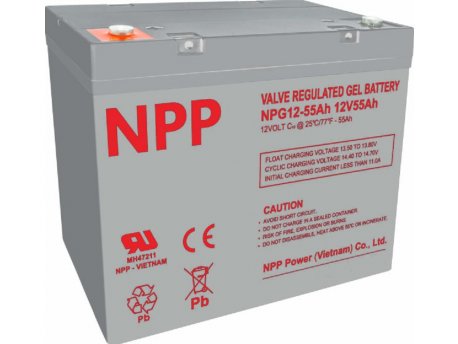 NPP NPG12V-55Ah, Gel battery, C20=55AH, T14, 230*138*208*212, 15KG, Light grey