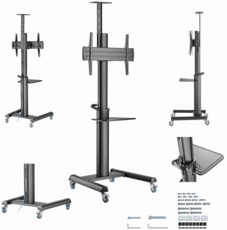 Gembird TVS-70T-02 Mobilni sto sa tockicima, 37-70, crne boje