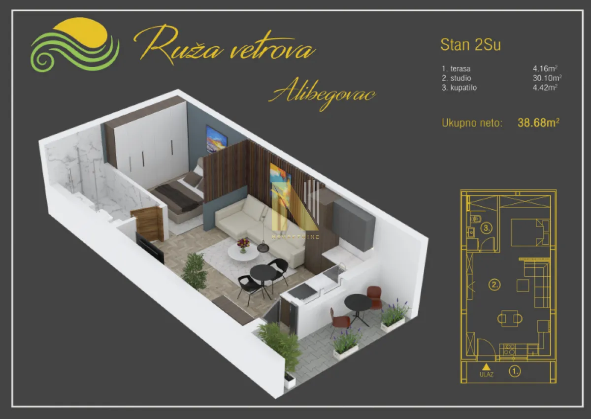 Prodaja, jednosoban stan, 39m², Alibegovac, Petrovaradin