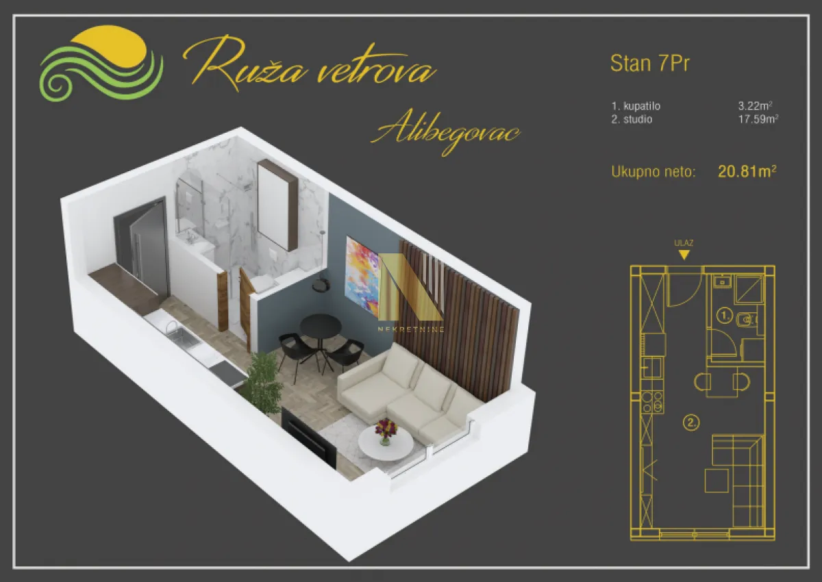 Prodaja, garsonjera, 21m², Alibegovac, Petrovaradin