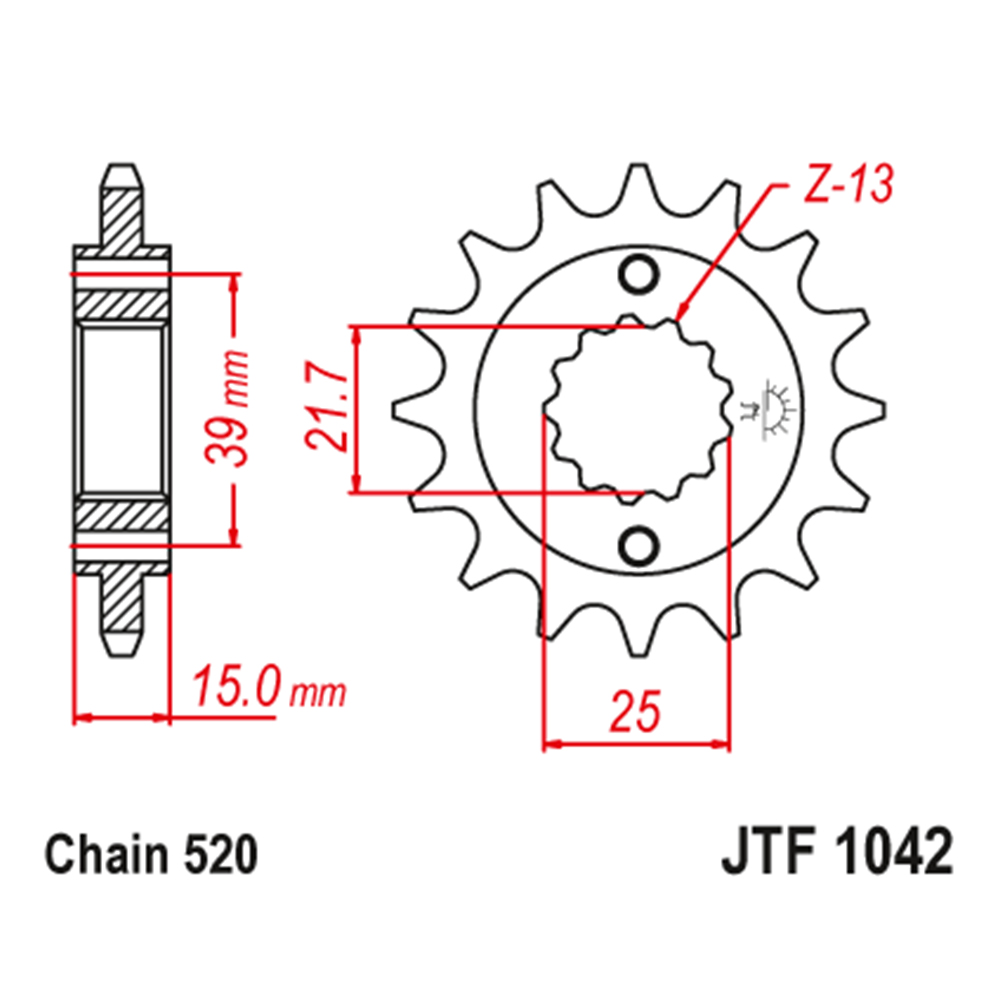 Prednji lančanik JT JTF1042-16 (520) 16 zuba Kymco ATV
