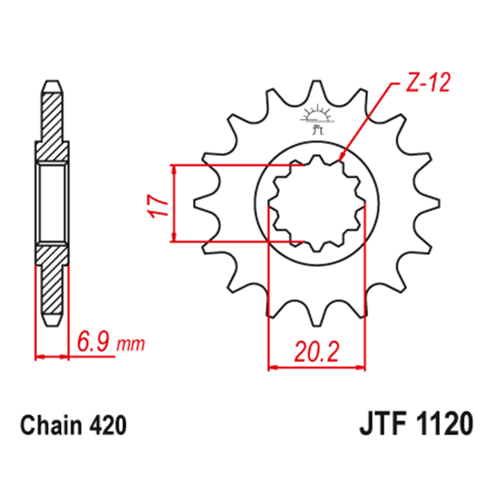 Prednji lančanik JT JTF1120-13-50-13018 (420) 13 zuba