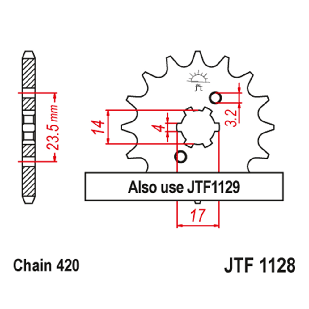 Prednji lančanik JT JTF1128-11-50-13024 (420) 11 zuba Tomos Daytona poštarski