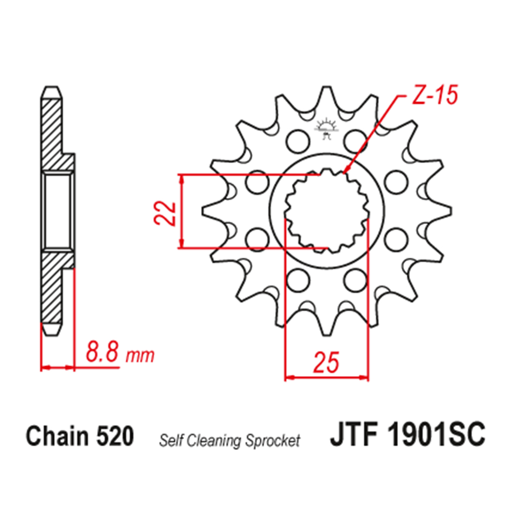Prednji lančanik JT JTF1901-13-50-32024 (520) 13 zuba