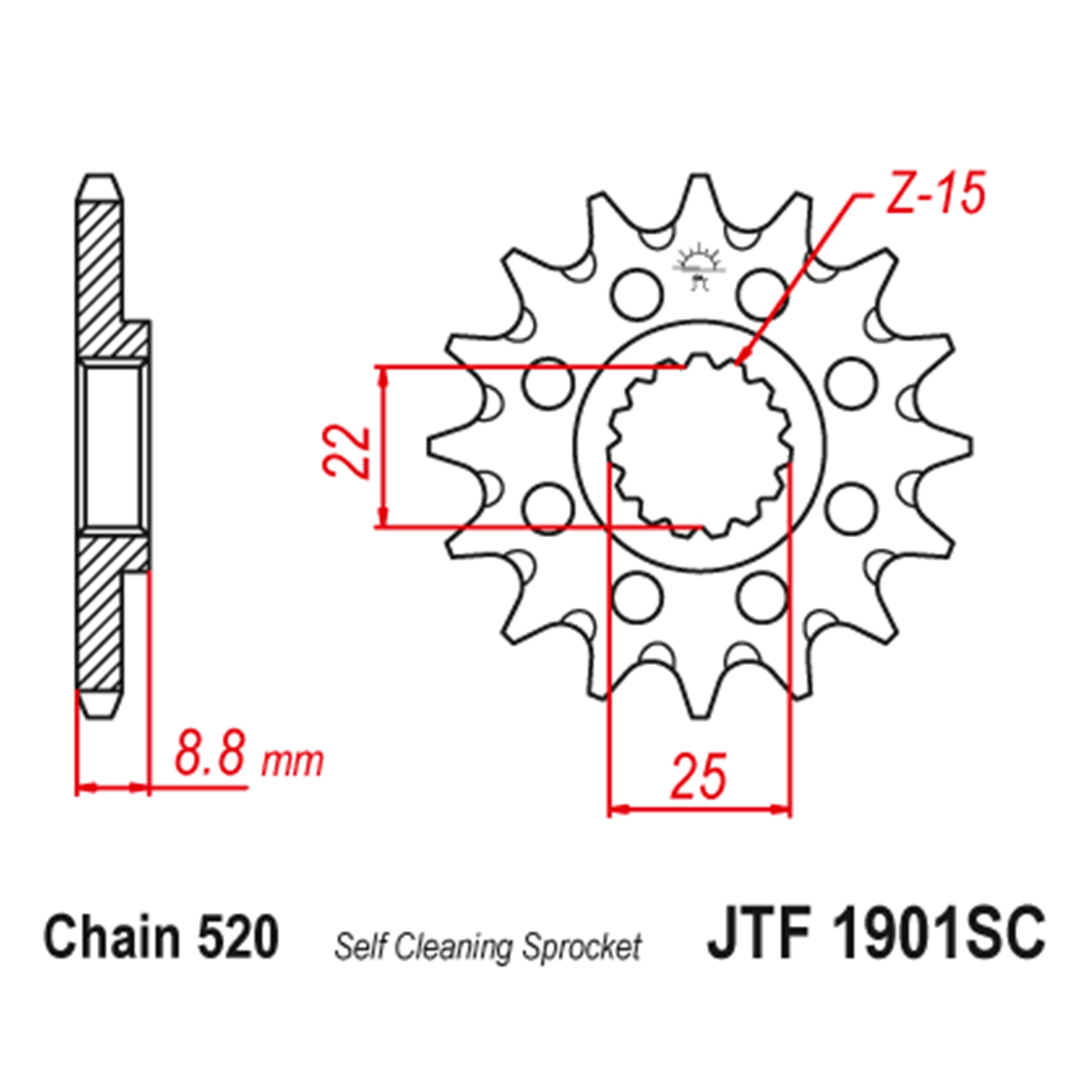 Prednji lančanik JT JTF1901-15-50-32024 (520) 15 zuba