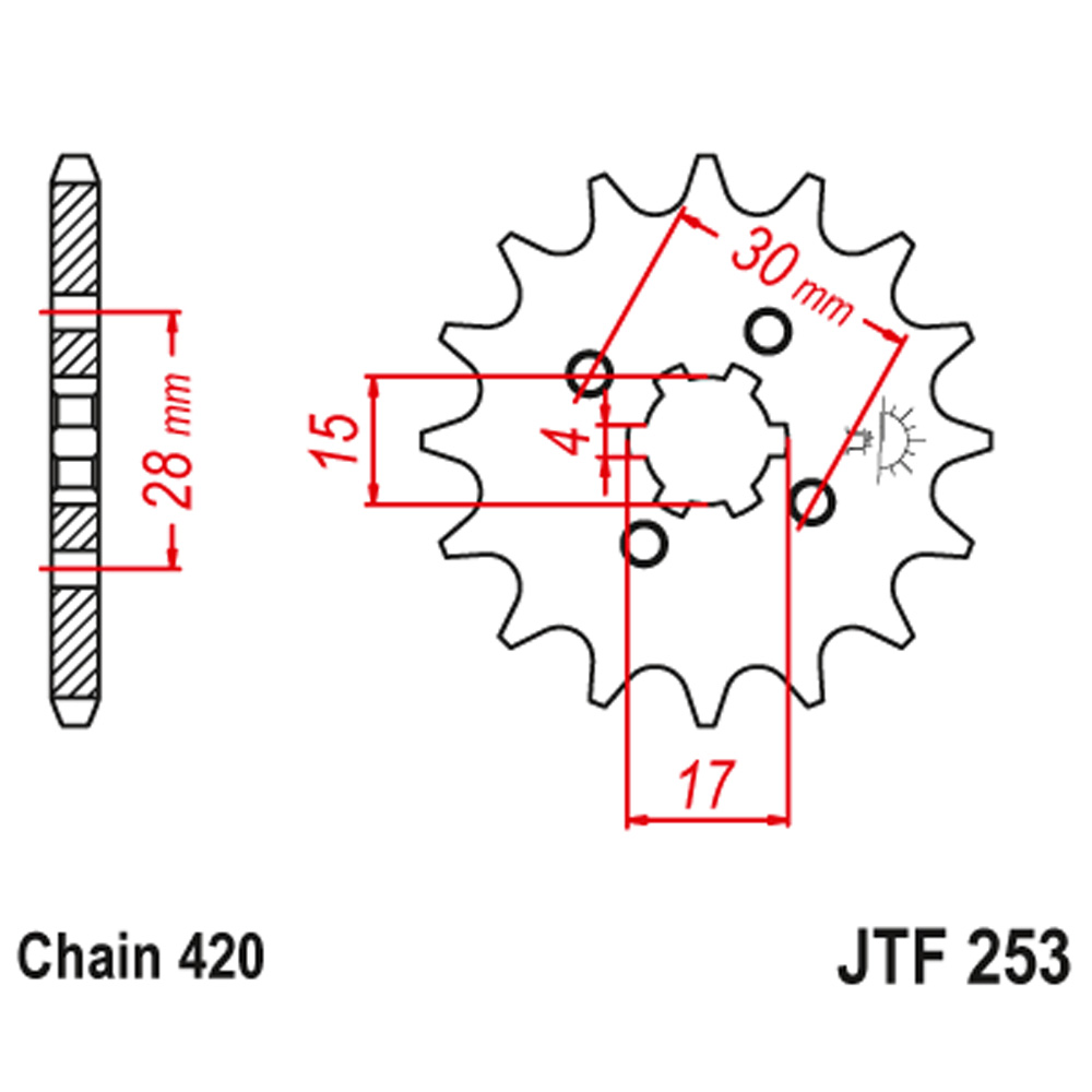 Prednji lančanik JT JTF253-13 (420) 13 zuba Kineski Cross / ATV