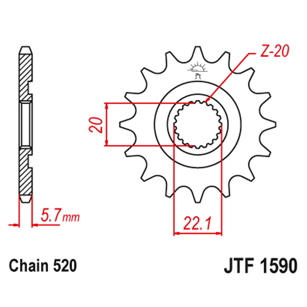 Prednji lančanik JT JTF1590-13SC (520) 13 zuba