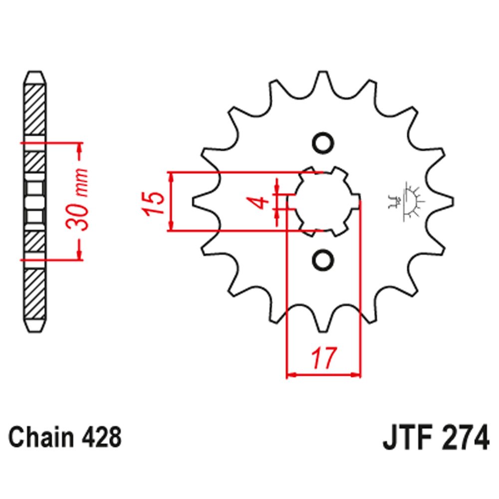 Prednji lančanik JT JTF274-14 (428) 14 zuba
