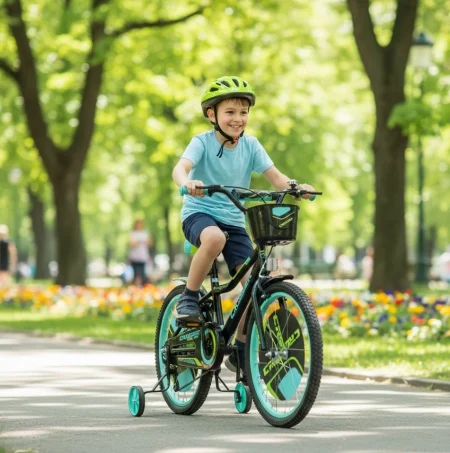 Deciji bicikl sa pomoćnim točkovima Crosser 724-20 crno/zelena