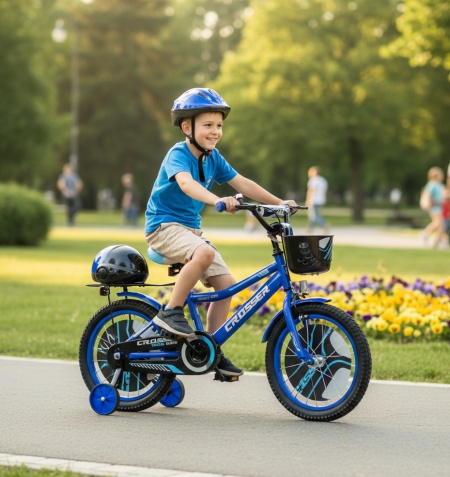Deciji bicikl sa pomoćnim točkovima Crosser 724-16 plava