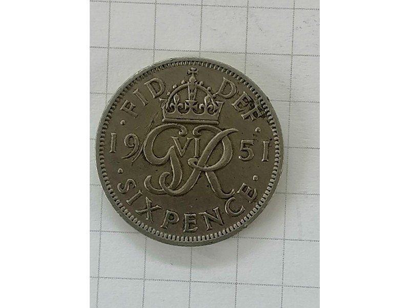 SIX PENCE 1951. ENGLESKA