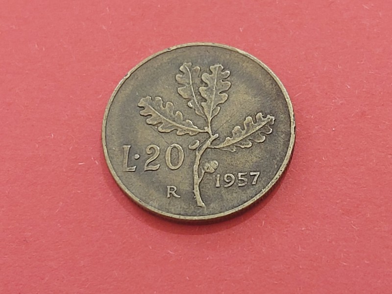 Italija - 20 lira 1957 god