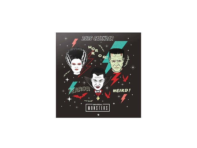 Zidni kalendar 2026 - Universal Monsters, 30x30 cm