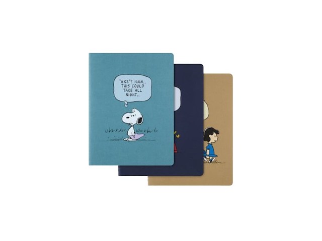 Agenda set 3 - Moleskine, Snoopy, Large, Flex Cover, Dark Blue