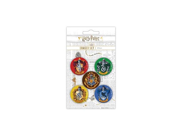 Gumice za brisanje set 5- Harry Potter, Howgarts Crests