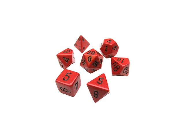 Kockice set 7 - Chessex, Opaque, Polyhedral, Red &; Black