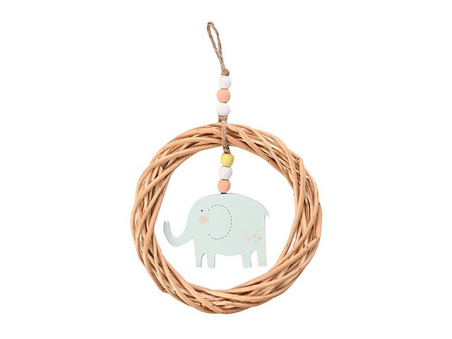 Viseći ukras - Petit Cheri, Elephant in Wicker Circle