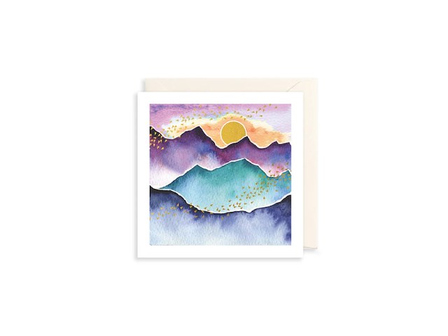 Čestitka - Watercolour Mountain and Sun