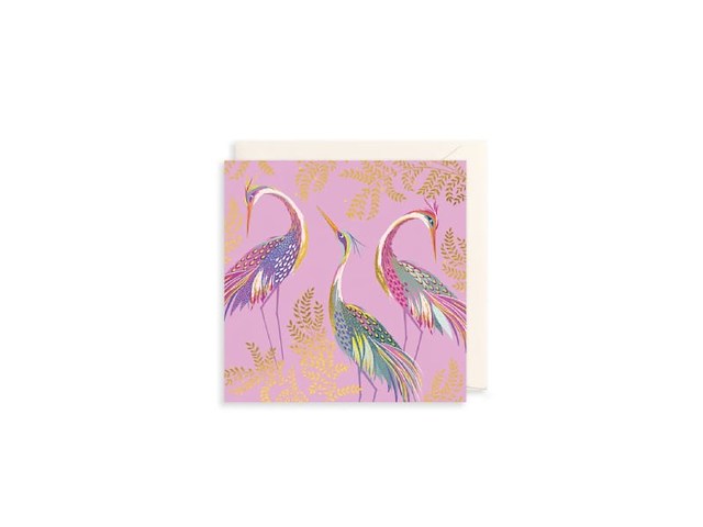 Čestitka - Three Cranes on Pink