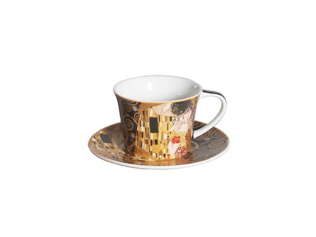 Šolje sa tacnom set 2 Cappuccino  - Klimt, Kiss, Black, 220 ml