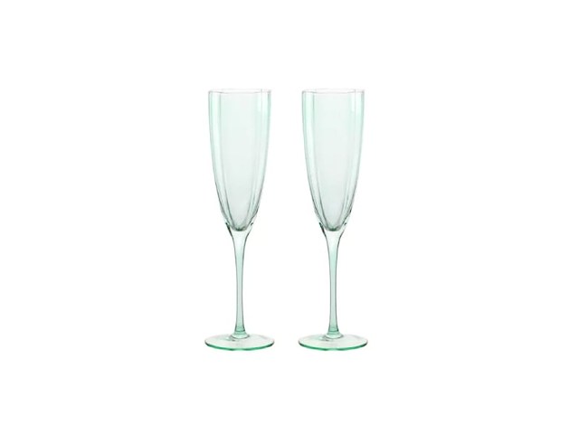 Čaše set 2 - Hestia, Bright Green Scalloped, Champagne