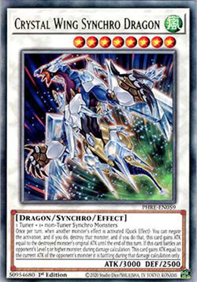 Crystal Wing Synchro Dragon - PHRE-EN059 - Rare 1st Edition