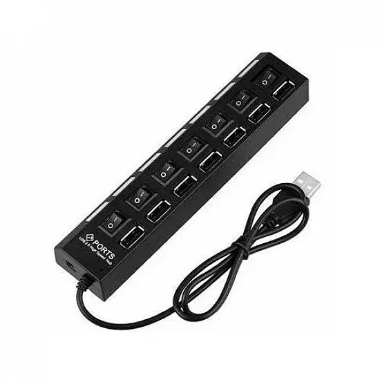 KETTZ USB hub 7 port KT-071B 2.0 Tip A sa prekidačem i napajanjem crni