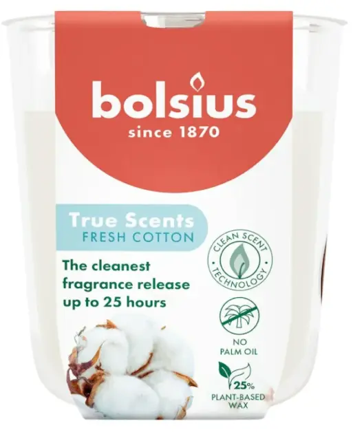 Bolsius sveća  Fresh Cotton - True Scents 80/73