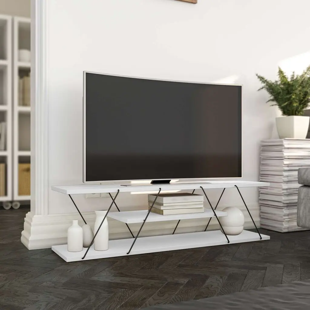 Hanah Home TV Komoda Canaz v2, 120x33x33 cm, Bela