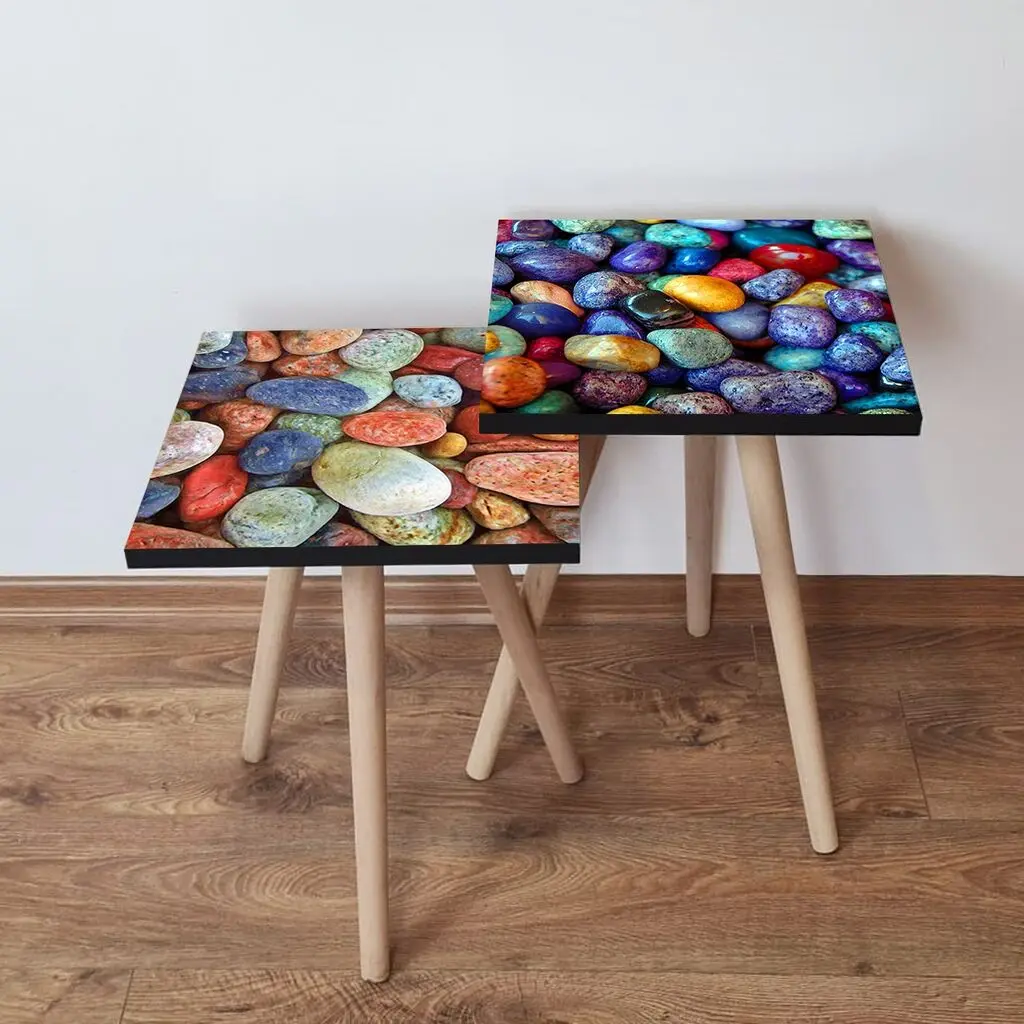 Hanah Home Set klub stočića 2Shp352, 2 komada, Šareni