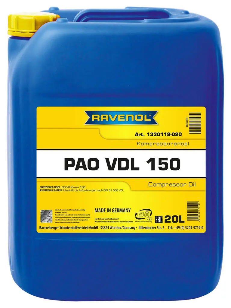 Ravenol Ulje za kompresore Kompressorenoel PAO VDL 150, 20 l