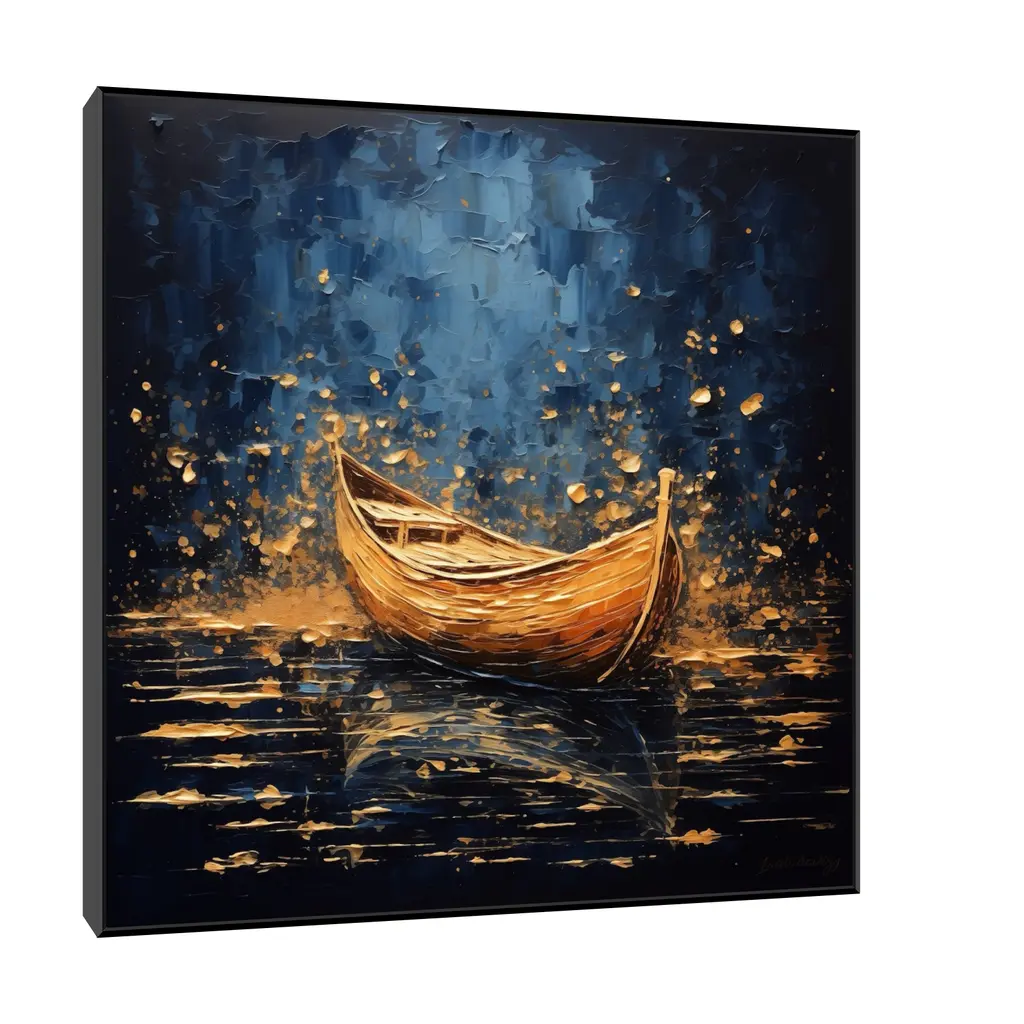 Canvas Slika na platnu Brod na pučini 3, 80x80 cm, Sa ramom, Crna