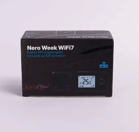 Nero Sobni bežični programabilni termostat WL7-RF, Wifi, Crni