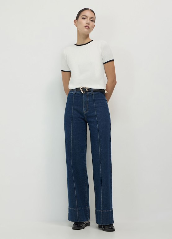 HIGH-WAISTED WIDE LEG JEANS TAMNOPLAVI TEKSAS