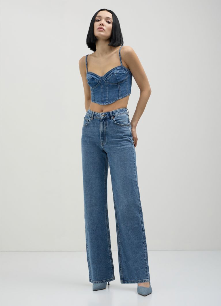 HIGH-WAISTED WIDE LEG JEANS SVETLOPLAVI TEKSAS