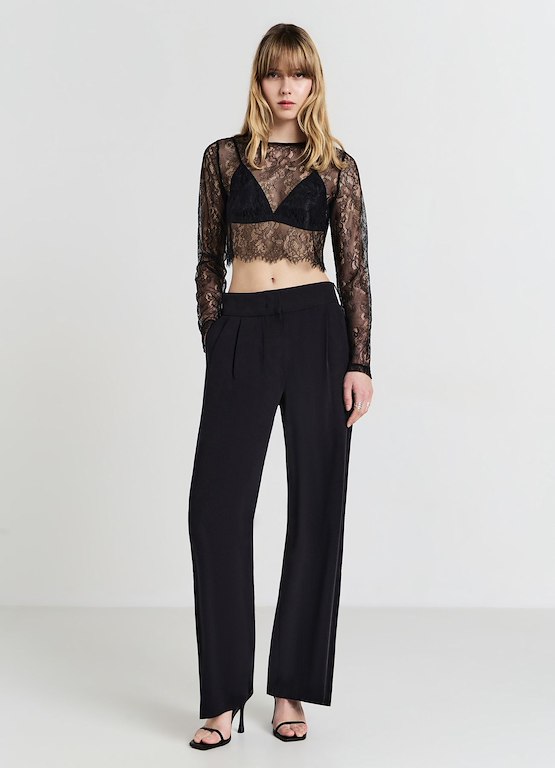 LACE CROP TOP WITH BRALETTE ULTRABLACK