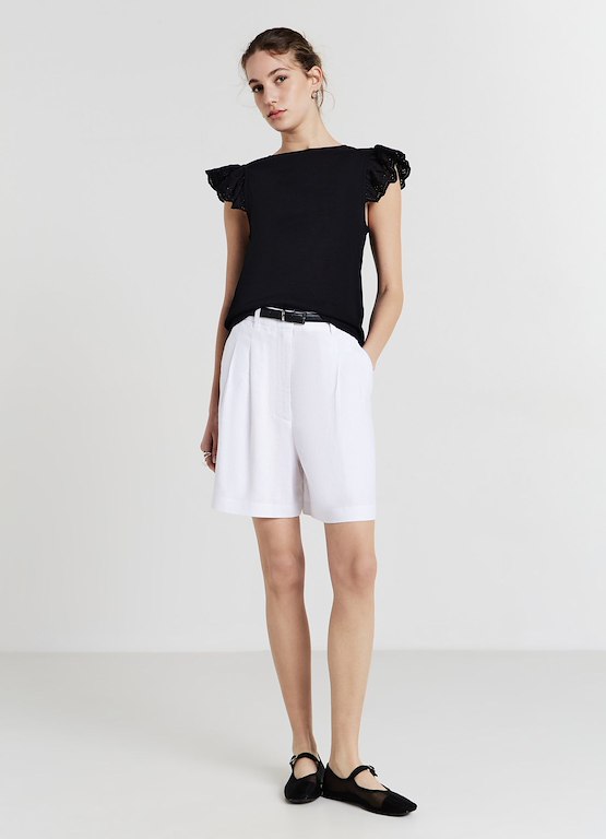 RUFFLE RIB T-SHIRT ULTRABLACK