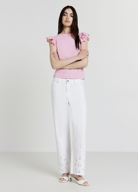 RUFFLE RIB T-SHIRT ROZE