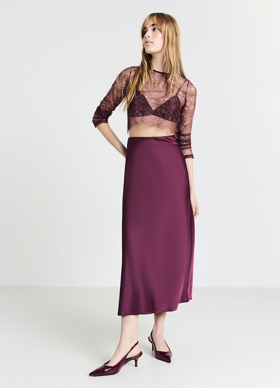 LACE CROP TOP WITH BRALETTE BORDO