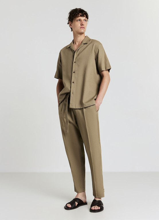 LINEN-BLEND TROUSERS WITH BELT DUVAN