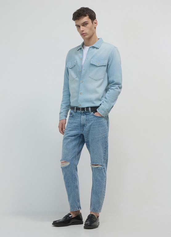 CROPPED JEANS WITH RIPS SVETLOPLAVI TEKSAS