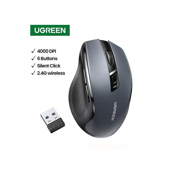 UGREEN MU006 Ergonomski bežični miš konturnog dizajna (crni)