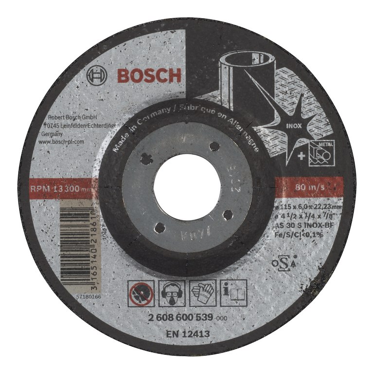 BOSCH Brusne ploče Expert for Inox s udubljenim središtem prečnika 22,23 mm, za male ugaone brusilice 2608600539ID: EK000792742