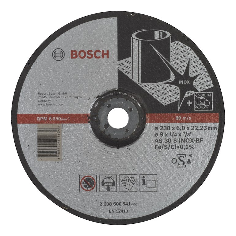 BOSCH Brusne ploče Expert for Inox s udubljenim središtem prečnika 22,23 mm, za velike ugaone brusilice 2608600541ID: EK000790547