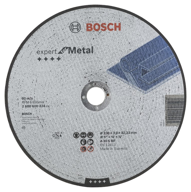 BOSCH Rezne ploče Expert for Metal s ravnom sredinom prečnika 22,23 mm, za velike ugaone brusilice 2608600324ID EK000790035